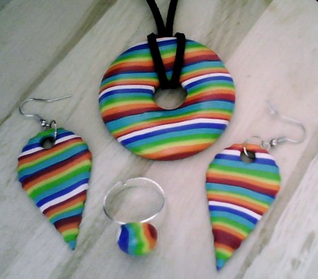 celá sada za 149,- (vypouklý donut náušnice a prstýnek) :: FIMOmánie